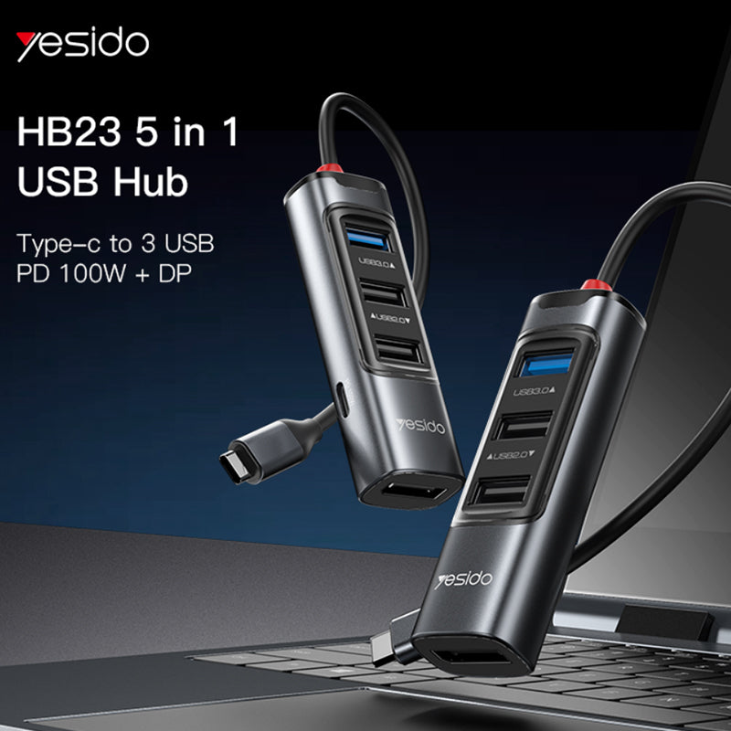 Yesido HB22 5 in 1 USB-C/Type-C Adapter Hub Multi-function Docking Sta